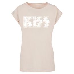 F4NT4STIC Extended Shoulder T-Shirt Kiss Rock Band Vintage Logo in Whitesand | Gr.: 4XL
