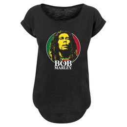 F4NT4STIC Long Cut T-Shirt Bob Marley Logo Badge Reggae Music in schwarz | Gr.: XS