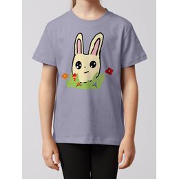 wat? Apparel T-Shirt Osterhase mit Blumen in Lavender | Gr.: 134-146