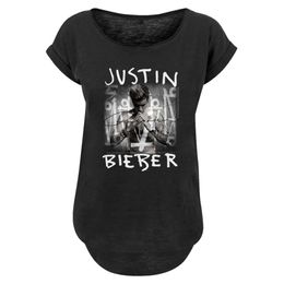 F4NT4STIC Long Cut T-Shirt Justin Bieber Purpose Album Cover in schwarz | Gr.: L