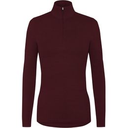 Normani Outdoor Sports Damen Merino Langarm mit 1/4 Zipper Launceston in Rot | Gr.: XL