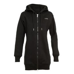 WINSHAPE Lange, kuschelige Hoodie-Jacke mit 2-Wege-Zipper J006 in schwarz | Gr.: S