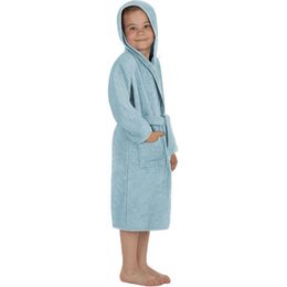 Normani Frottee Kinderbademantel aus Bio-Baumwolle in Hellblau | Gr.: 122/128