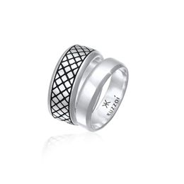Kuzzoi Ring 925 Sterling Silber Ring Set in Schwarz | Gr.: 62