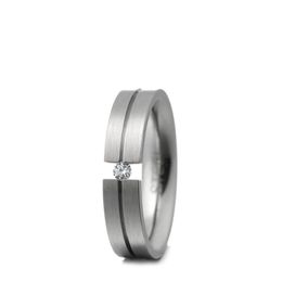 Steel_Art Fingerring Spannring Mit Brillant In Matt in Crystal | Gr.: 56