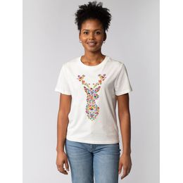 wat? Apparel T-Shirt Floral Deer in Off White | Gr.: 44