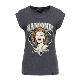 Queen Kerosin Enzym Wash T-Shirt Diamonds in schwarz | Gr.: XXL