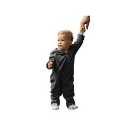 Hoppediz Overall Fleece-Overall mit Umschlagbündchen in anthrazit | Gr.: 80/86