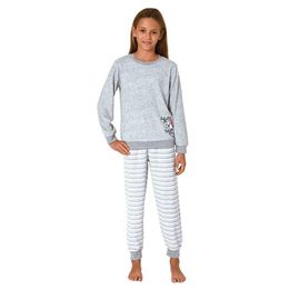 Normann Schlafanzug Frottee Pyjama B&uuml;ndchen und Streifen - 82511 in rosa | Gr.: 152