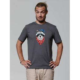 wat? Apparel T-Shirt Waschb&auml;r in Grau | Gr.: 52