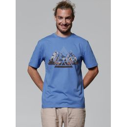 wat? Apparel T-Shirt Geometric Landscape in Bright Blue | Gr.: 48