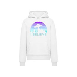 F4NT4STIC Hoodie I BELIEVE UFO Alien Raumschiff Retro in weiß | Gr.: 122/128