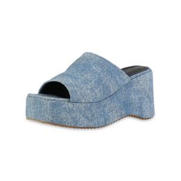 VAN HILL Plateau Sandaletten Allison in Blau Denim | Gr.: 40