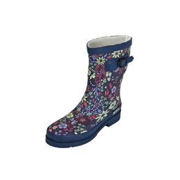 MADSea Gummistiefel Flower Halbschaft in dunkelblau mit Blumenprint | Gr.: 41