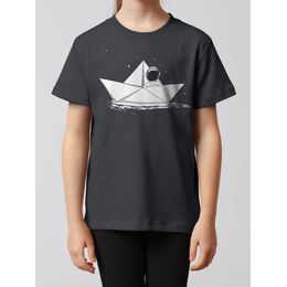wat? Apparel T-Shirt Astronaut in paper boat in Grau | Gr.: 152-164