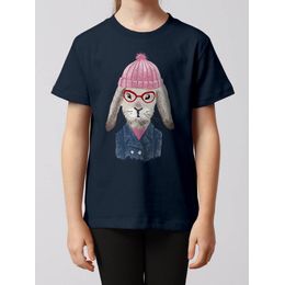 wat? Apparel T-Shirt Hase in Dunkelblau | Gr.: 122/128