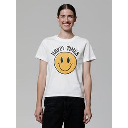 wat? Apparel T-Shirt Happy times smiley emoji in Off White | Gr.: 34