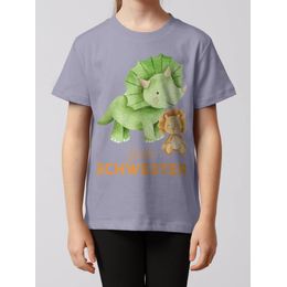 wat? Apparel T-Shirt Dinosaurier 07 Große Schwester in Lavender | Gr.: 122/128