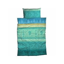 CASATEX Bettw&auml;sche Indi T&uuml;rkis Smaragd Satin in T&uuml;rkis, Smaragd | Gr.: 135x200 cm (80x80 cm)