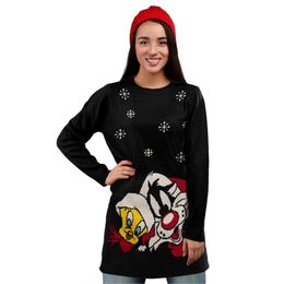 Looney Tunes - Sylvester und Tweety Strickkleid Winter in schwarz | Gr.: XL