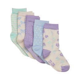 Minymo Kinder Socken "Socks w. Pattern (5-pack)" in Lila | Gr.: 23-26