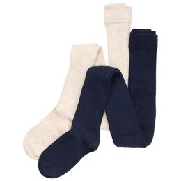Minymo Strumpfhose "Stocking-solid rib 2-pack" in Blau | Gr.: 140/146