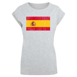 F4NT4STIC T-Shirt Spain Spanien Flagge distressed in grau meliert | Gr.: 4XL