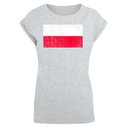 F4NT4STIC T-Shirt Poland Polen Flagge distressed in grau meliert | Gr.: XL