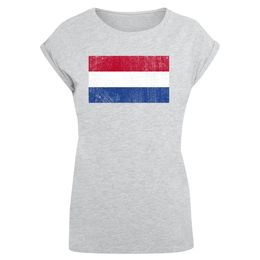 F4NT4STIC T-Shirt Netherlands NIederlande Holland Flagge distressed in grau meliert | Gr.: 4XL
