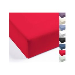 Mistral Home Perkal &Auml;gyptische Baumwolle Spannbettlaken Laken in Rot | Gr.: 90-100 x 200 cm