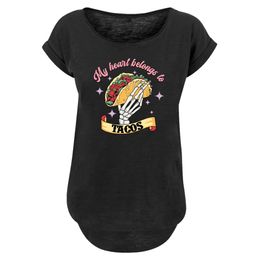 F4NT4STIC Long Cut T-Shirt Anti Valentinstag My Herz belongs to tacos in schwarz | Gr.: XXL