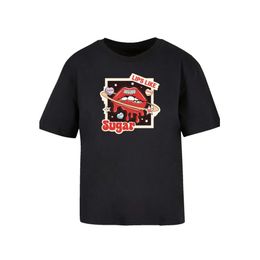 F4NT4STIC Ladies Everyday Tee Lips like sugar retro fashion Valentinstag in schwarz | Gr.: M