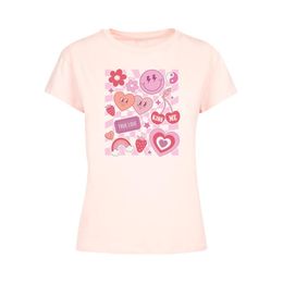 F4NT4STIC Ladies Box Tee Retro Valentinstag Herz Rainbow Fruits in pink | Gr.: XL