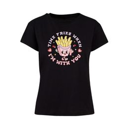 F4NT4STIC Ladies Box Tee Time Fries when I am with you Valentinstag in schwarz | Gr.: XS