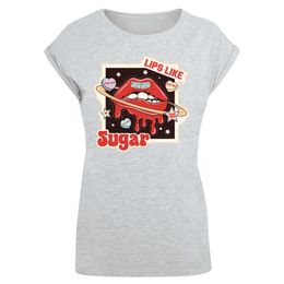 F4NT4STIC T-Shirt Lips like sugar retro Valentinstag in grau meliert | Gr.: 4XL