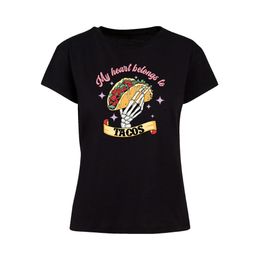F4NT4STIC Ladies Box Tee Anti Valentinstag My Herz belongs to tacos in schwarz | Gr.: S