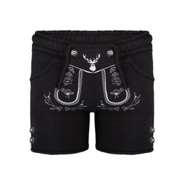 PAULGOS Kinder Jogginghose Design Trachten Lederhose Bermuda Shorts Kurz JOK-KK2 in Schwarz | Gr.: 122/128
