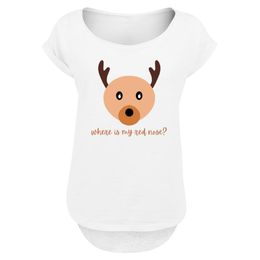 F4NT4STIC Long Cut T-Shirt Red Nose Weihnachten in wei&szlig; | Gr.: M