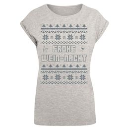 F4NT4STIC T-Shirt Frohe Wein-Nacht in grau meliert | Gr.: 4XL