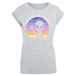 F4NT4STIC Extended Shoulder T-Shirt Alien Peace Sunset in grau meliert | Gr.: 4XL