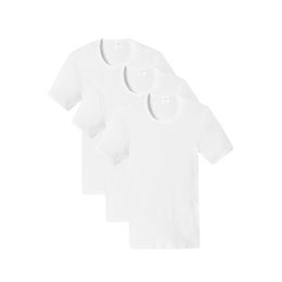 Schiesser Unterhemd / Shirt Kurzarm Cotton Essentials Doppelripp in Wei&szlig; | Gr.: XL