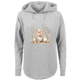 F4NT4STIC Oversized Hoodie Ostern Küken Ei Blumen in grau | Gr.: XS