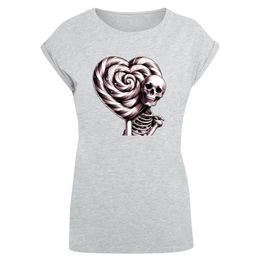F4NT4STIC T-Shirt S&uuml;&szlig;e S&uuml;&szlig;igkeiten Herzform Liebe in grau meliert | Gr.: XL