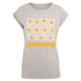 F4NT4STIC Extended Shoulder T-Shirt Summer Sunflower in grau meliert | Gr.: XS
