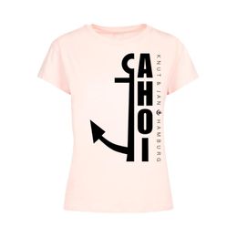 F4NT4STIC Ladies Box T-Shirt Ahoi Anker Knut & Jan Hamburg in pink | Gr.: L