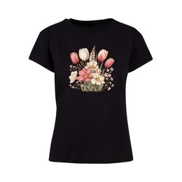 F4NT4STIC Box Tee Rosa weißer Frühlingsblumenstrauß in schwarz | Gr.: S