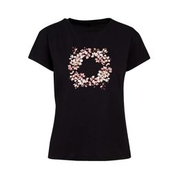 F4NT4STIC Box Tee Rosa Fr&uuml;hlings Blumenkranz Dekor in schwarz | Gr.: S