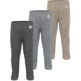 Normani Outdoor Sports 3er Pack Baby Merino Unterhose mit F&uuml;&szlig;en in Beige/Grau/Anthrazit | Gr.: 68