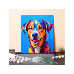 ARTNANAS DIY Malen nach Zahlen Set-"Pop-Art bunter Hund" | Gr.: 30x40cm mit Keilrahmen nicht ges