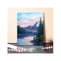 ARTNANAS DIY Malen nach Zahlen Set-"Bergsee und W&auml;lder" | Gr.: 30x40 mit Rahmen